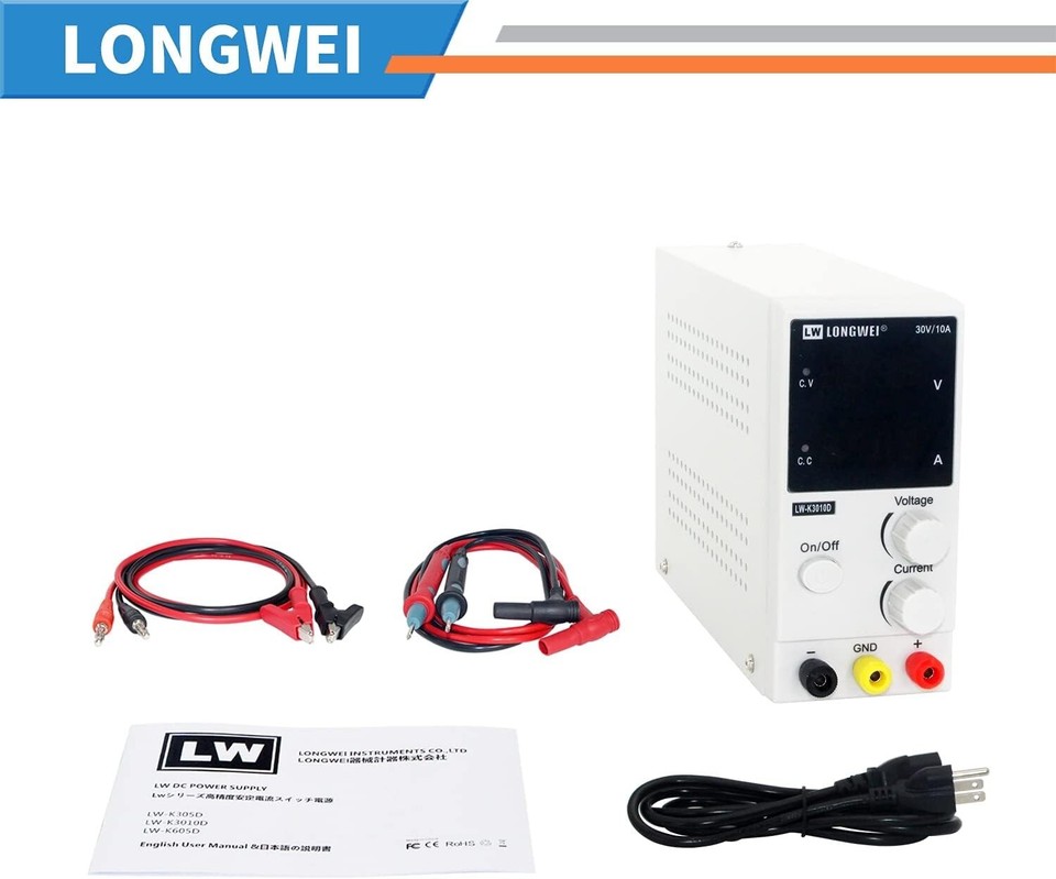 LONGWEI 0-30V DC 10-AMP Variable Power Supply Adjustable Switching ...