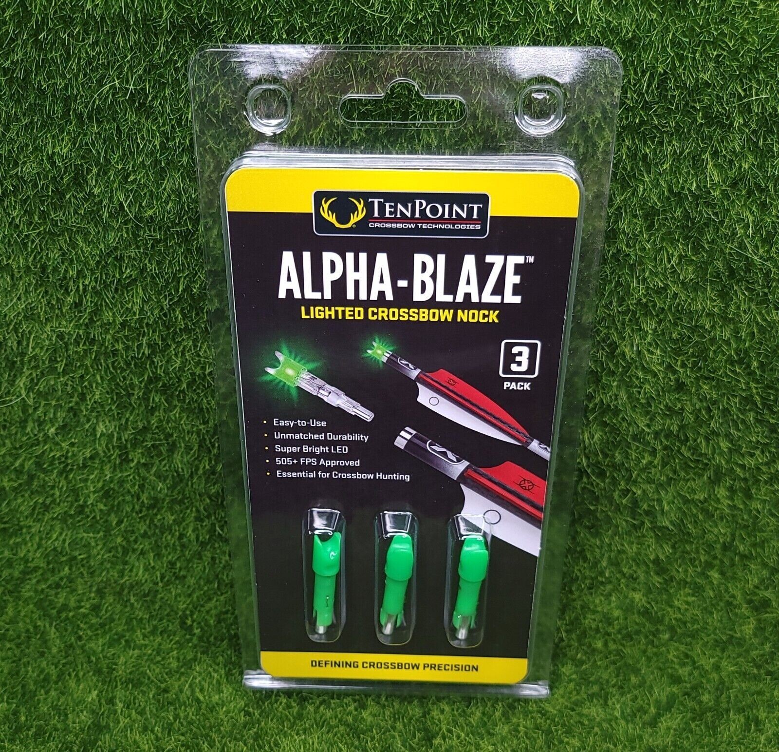TenPoint Alpha Blaze Lighted Nocks Bowstring Activated Green 3-Pack ...