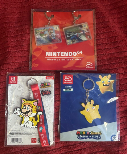 Nintendo Lot of Keychains - Cat Mario, Spark from Rabbids, Mario Kart ...