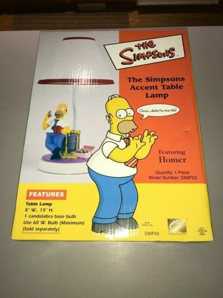 The Simpsons Homer Simpson Accent Table Lamp Donuts Nuclear Waste Boxed ...