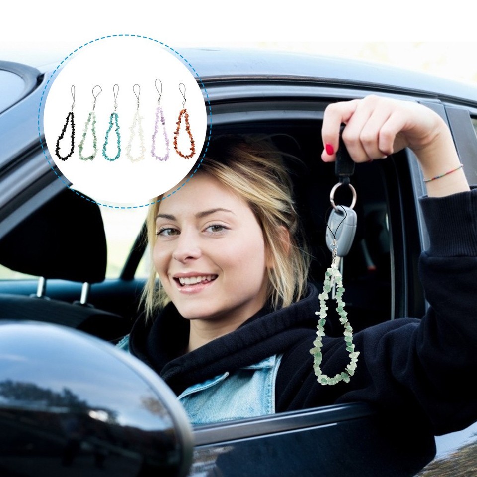 6 Pcs Mobile Phone Chain Pendant Wrist Strap Anti Theft Bead Charm ...