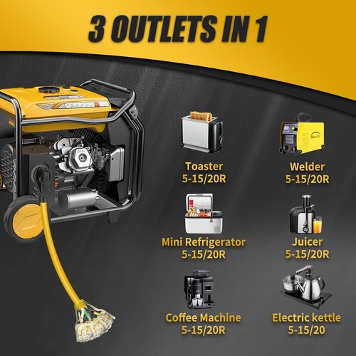 30 Amp to 120V RV Distribution Adapter, Nema TT-30P Male to 3 X 5-15R/5 ...