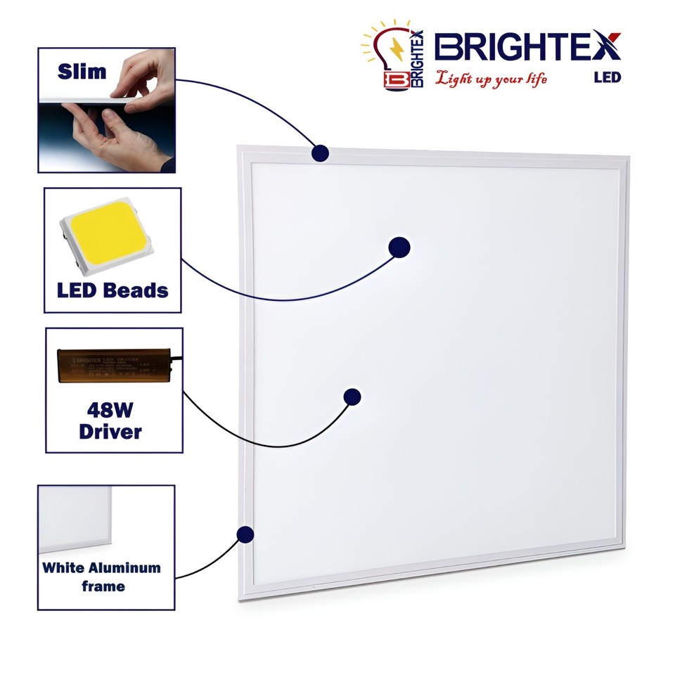 LED PANEL LIGHT 48W 4320 LUMEN 600X600MM SQURE BORDER FLAT 4000K ...
