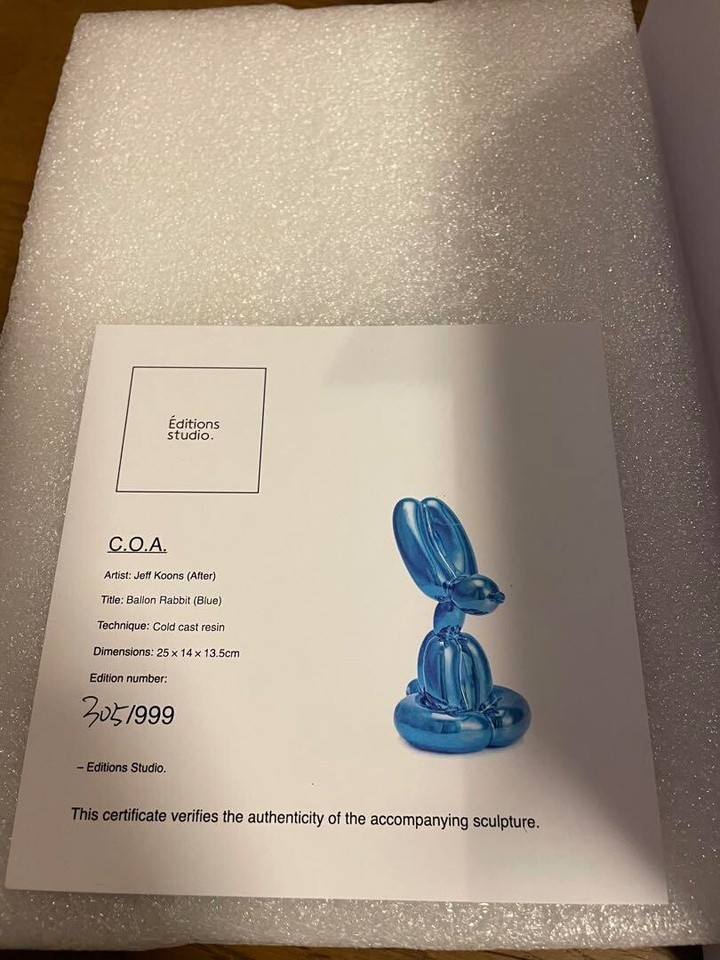 Jeff Koons Balloon Rabbit Blue Sculpture Limited Edition #/999 W/ Box ...
