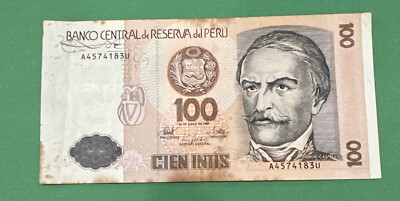 BANCO CENTRAL de RESERVA del PERU 100 CIEN INTIS BANKNOTE | eBay