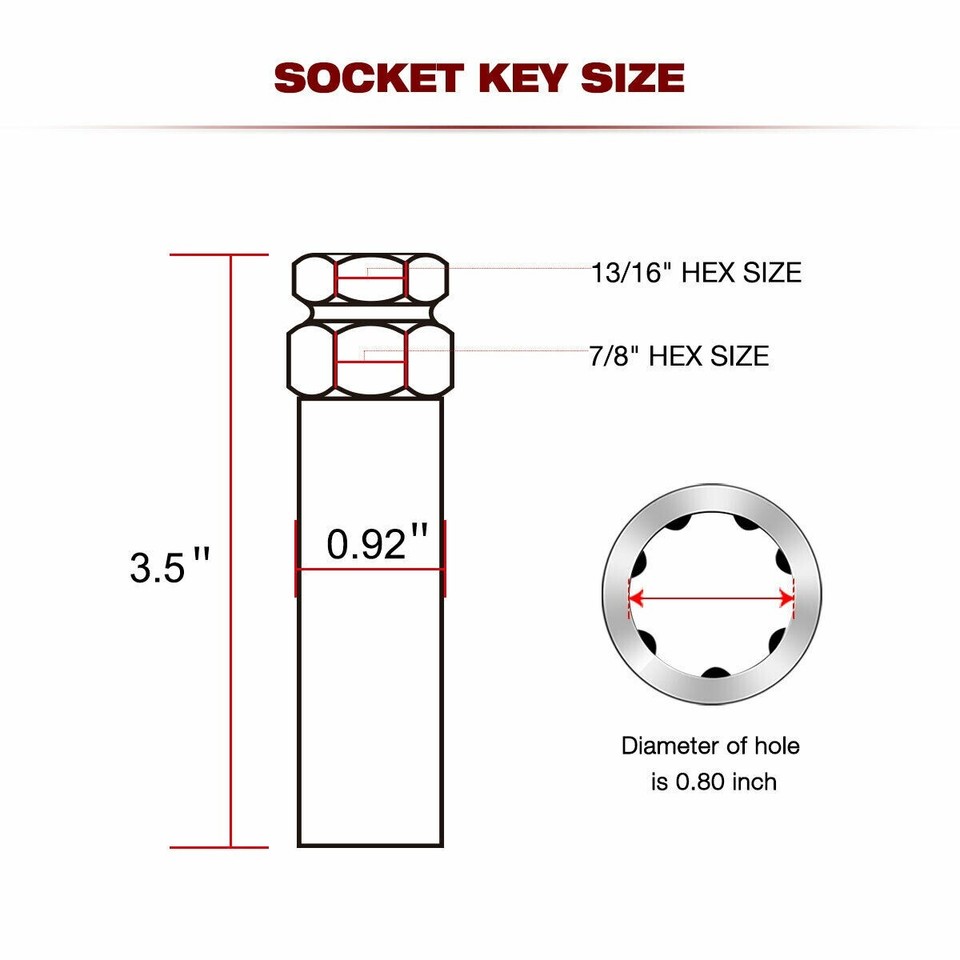 1PC 7-SPLINE TRUCK TUNER LUG NUT KEY FIT 7 POINT LUG NUTS WITH 7/8 13/ ...