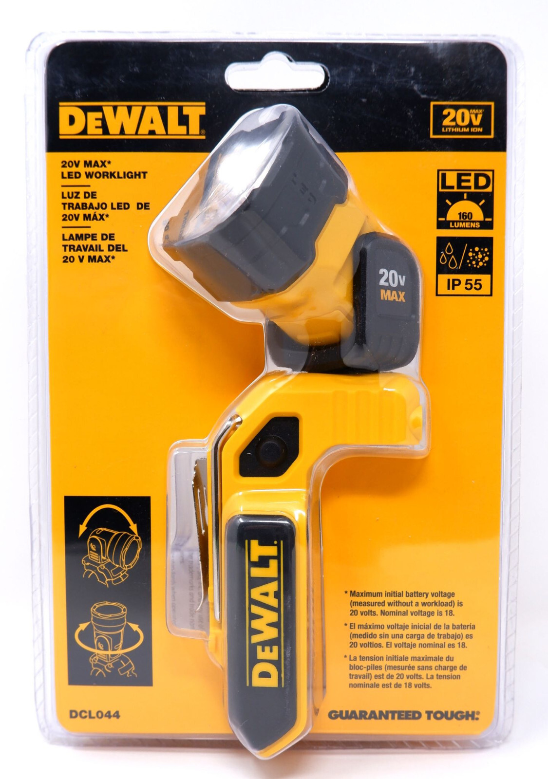 DEWALT DCL044 20V MAX CORDLESS LED PIVOTING 360 DEGREE WORK LIGHT - NEW ...