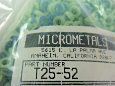 (10) T25-52 Iron powder toroidal core .255"x.120"x.096" (6.48mmX 3 ...