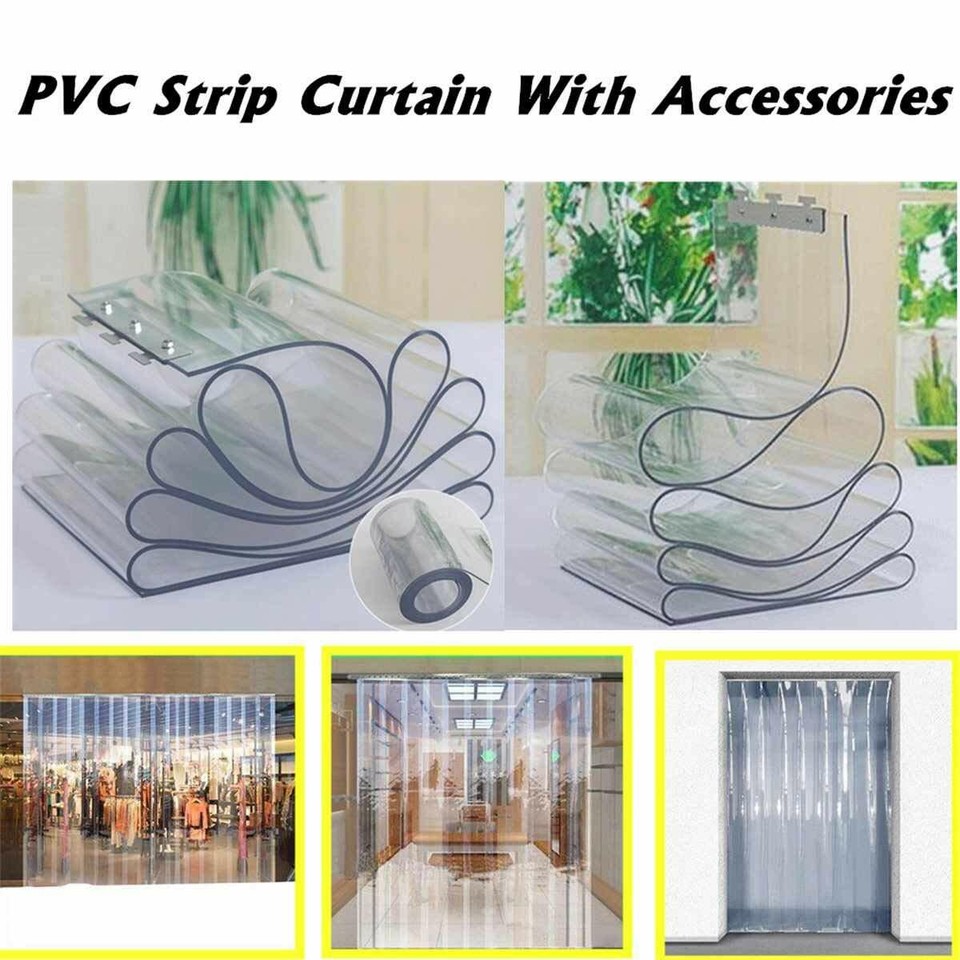 5 Strips PVC Strip Curtain Plastic Soft Freezer Room Door Curtain Kit ...