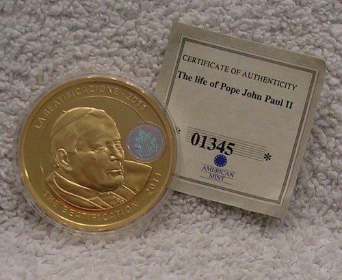 Pope John Paul II Beatification - Large 50mm Medal Token Medallion with ...