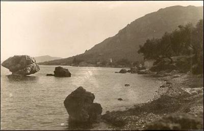 1920 Real-Photo Postcard BENITSES Corfu Rabbit Rock Laopetra Greece ...