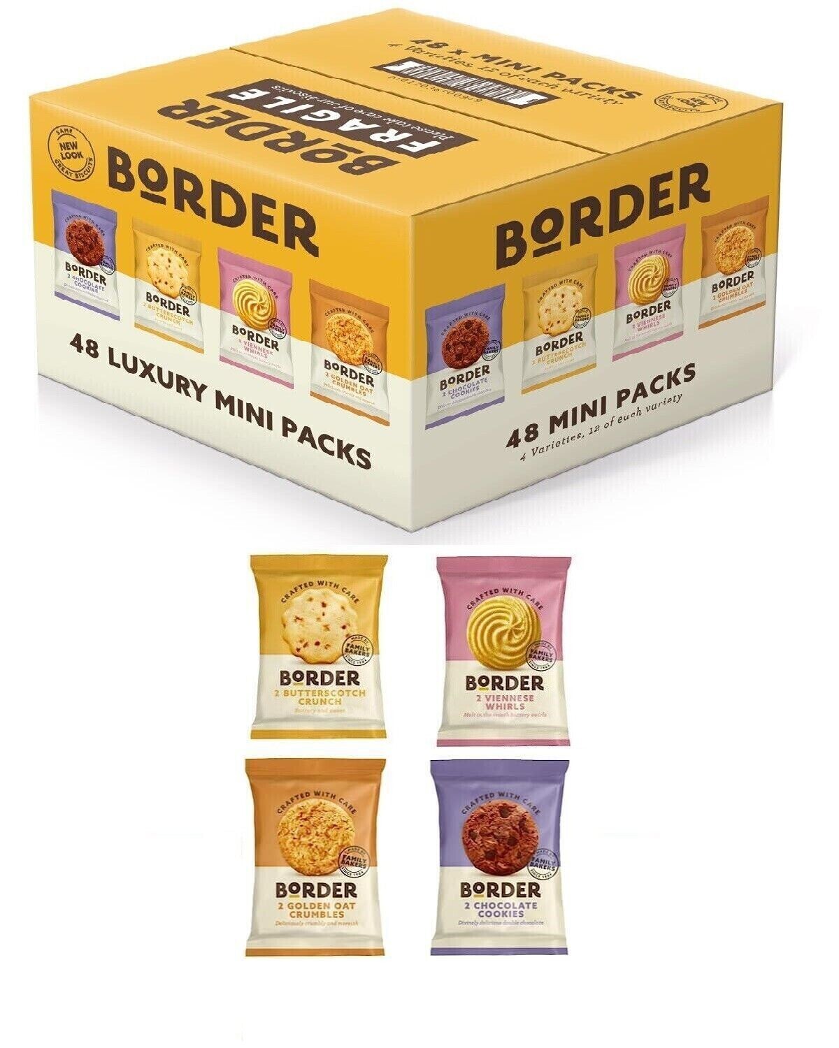Border Biscuits - 48 in a box (4 Varieties) Luxury Mini Packs, 2 per ...
