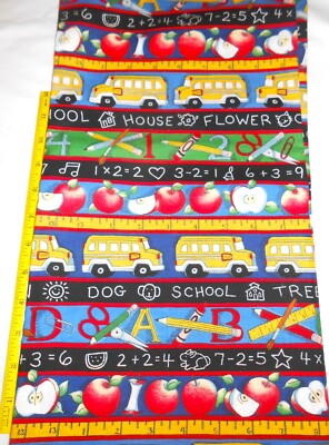 School Bus ABC Apple Fabric 2 yard x45" Fabric Tradition Susan Winget ...