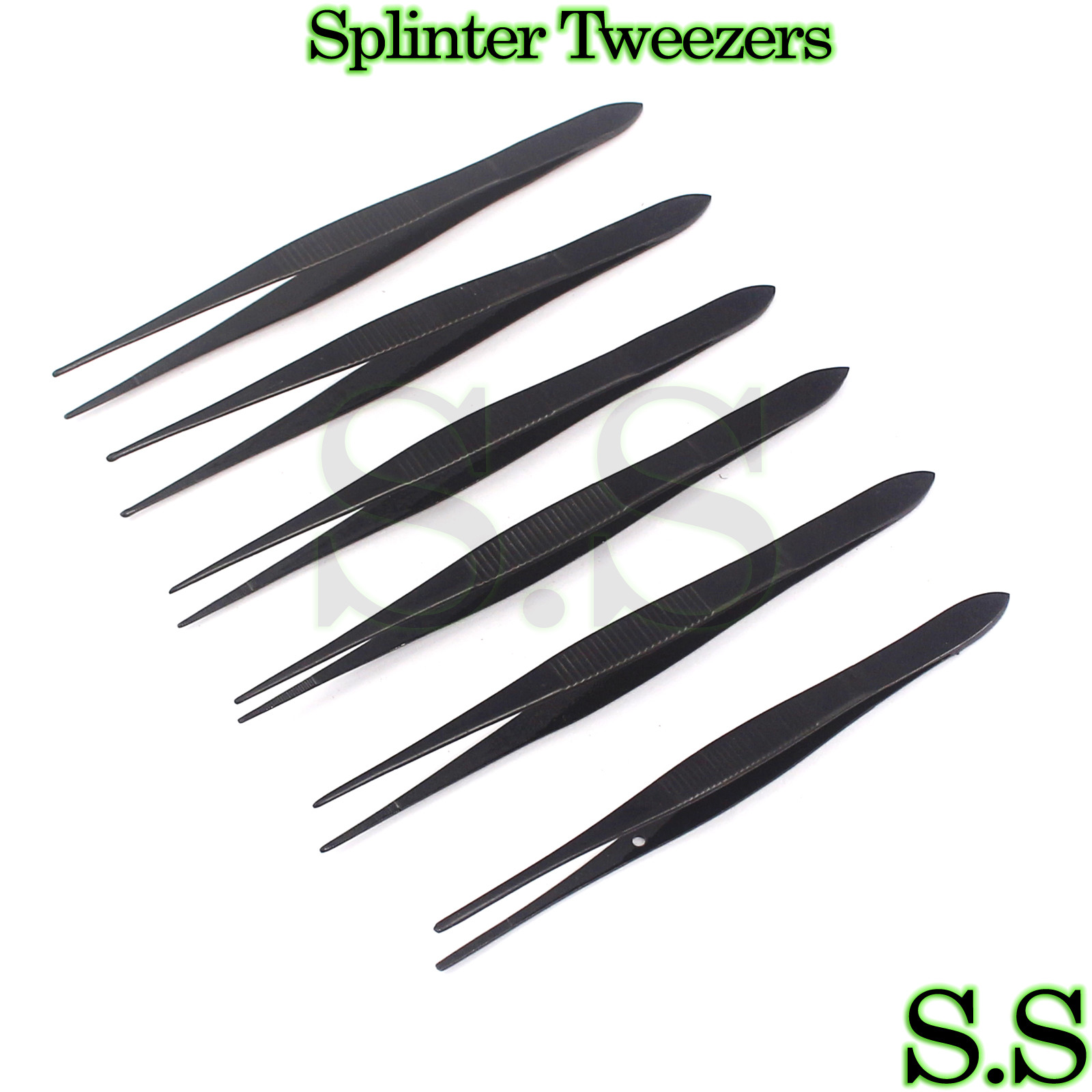 6 Full Black Splinter Surgical Medical Veterinary Nursing Forceps ...