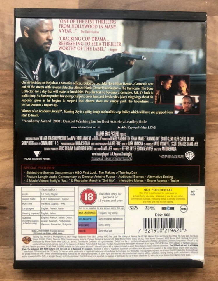 TRAINING DAY - DVD FILM - DENZEL WASHINGTON (ACADEMY AWARD WINNER ...