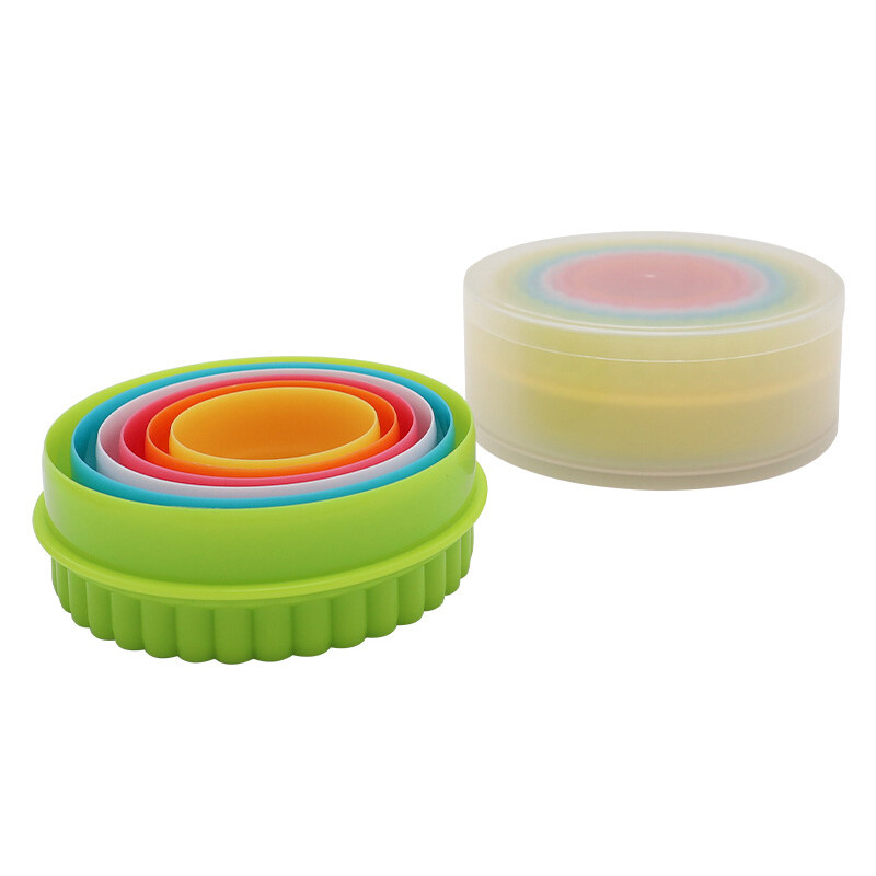 6PC Round Cookie Cutter Set Shapes Random Color Circle Pastry Moulds ...