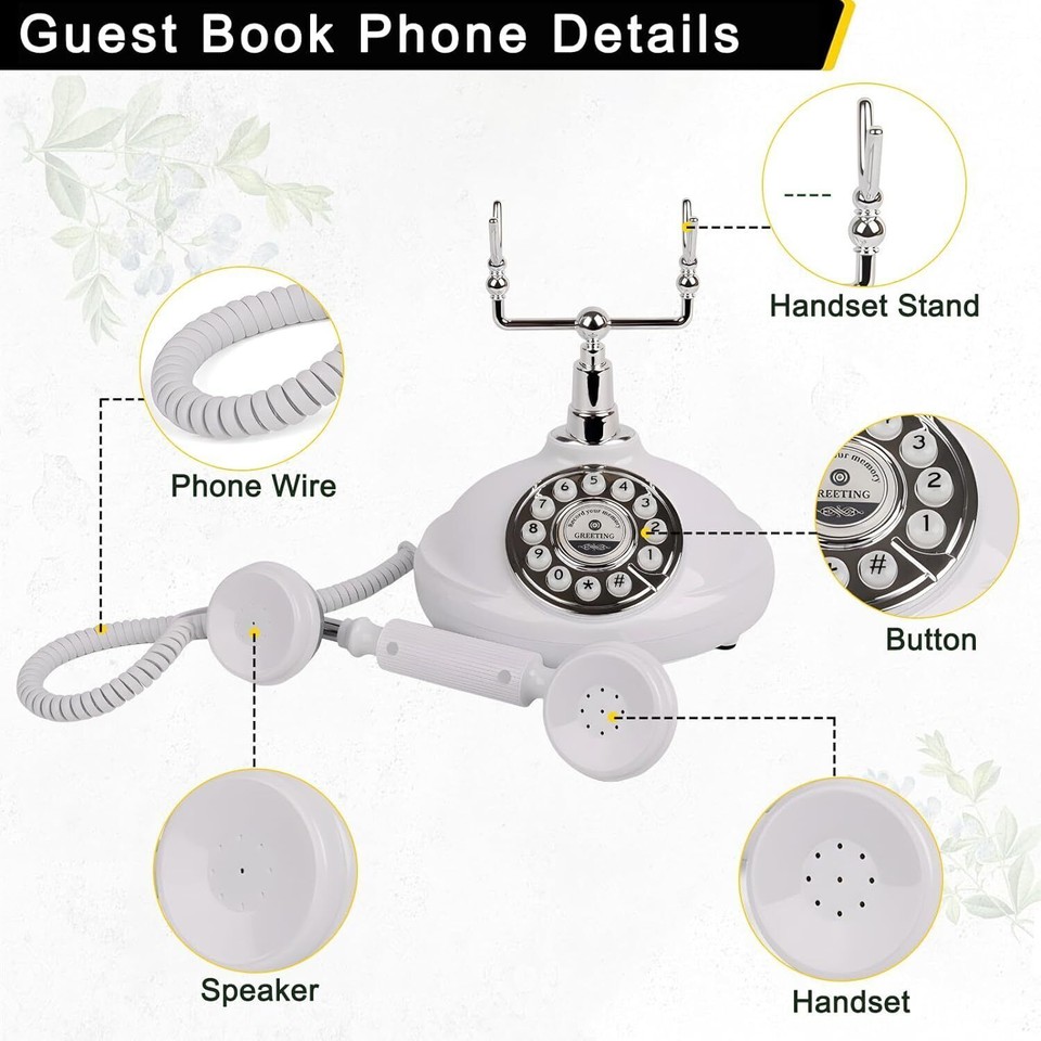 Audio Guest Book Wedding Phone for Parties, Vintage Style Audio ...