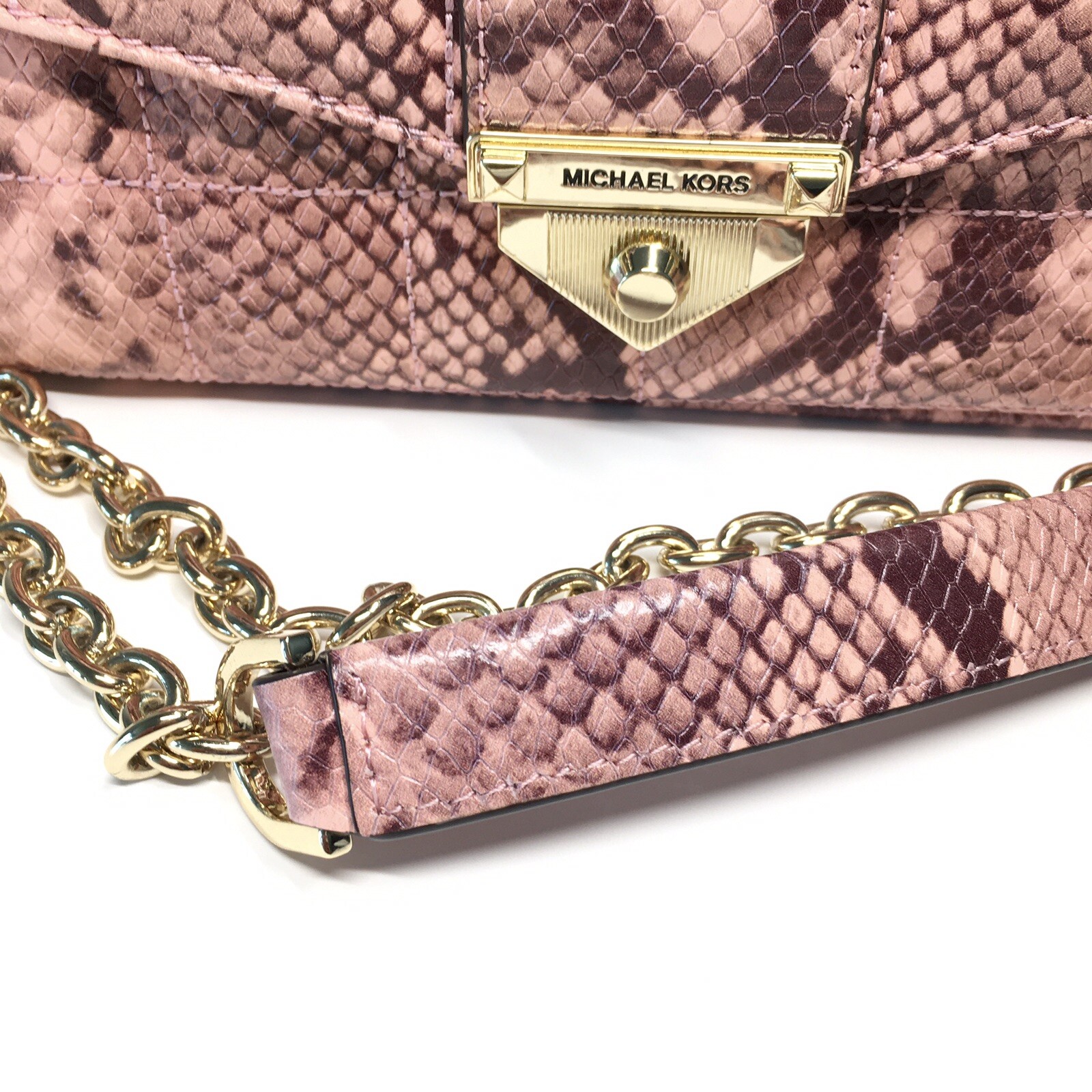 Michael Kors MK SoHo Large Quilted Snake Embossed Leather Shoulder Bag ...