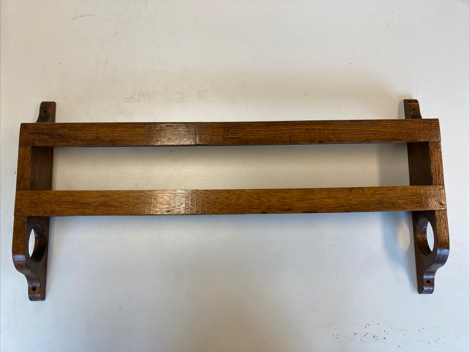 Antique Oak Church Pew Bible Rack Vtg Magazine Spice Shelf | eBay