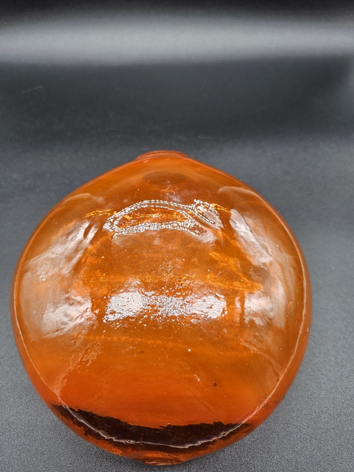Blenko Style Hand Blown Orange Art Glass Hanging Vase Sun Catcher ...