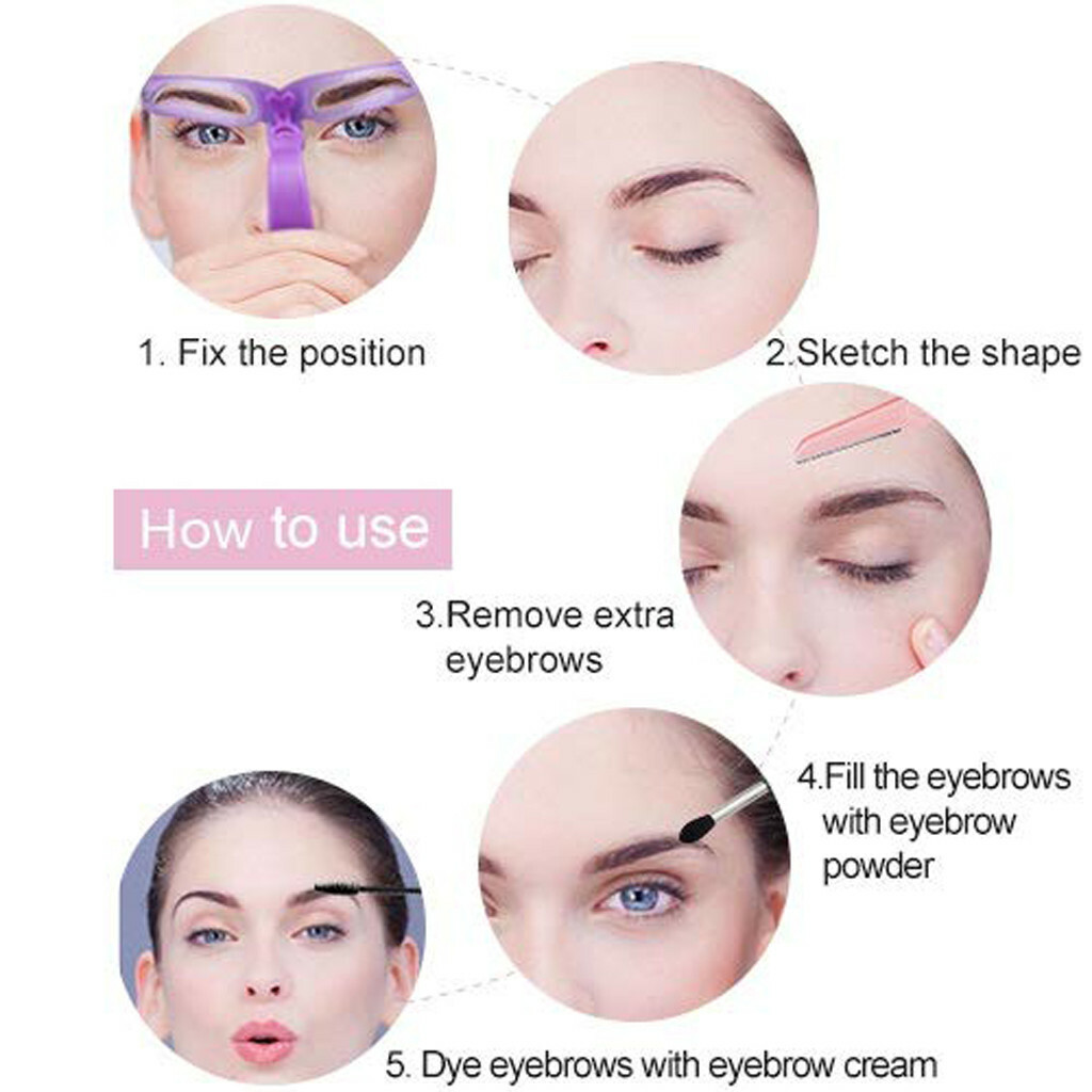 8 in1 Eyebrow Stencils Reusable Brow Template DIY Guide Template Card ...