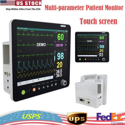 15 Inch Patient Monitor ECG NIBP RESP TEMP SPO2 Medical Device Portable ...
