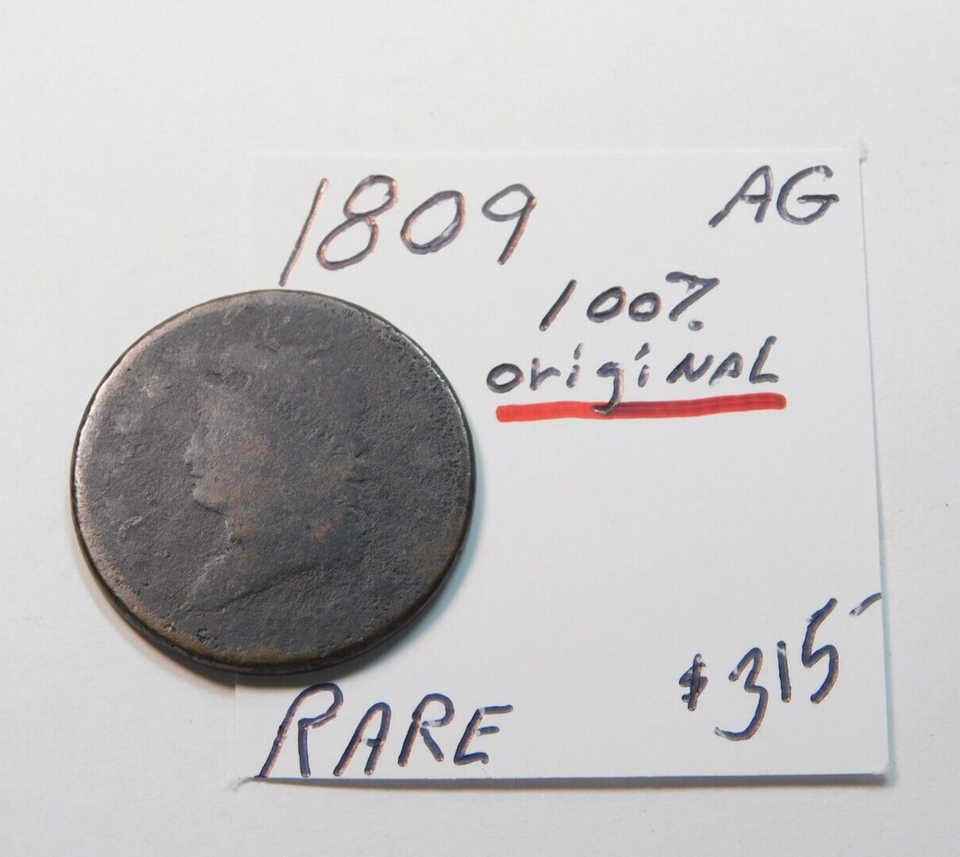 SCARCE 1809 LARGE CENT KING OF THE CLASSIC HEADS 100% ORIGINAL ...