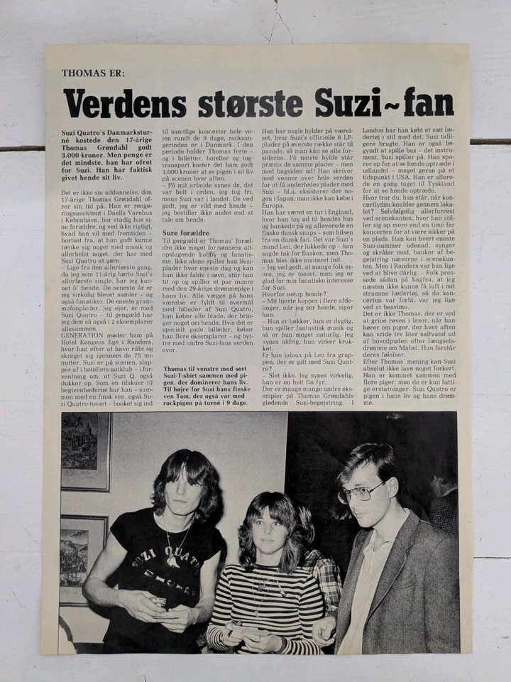SUZI QUATRO 1980 Rare Danish Clippings Articles F257 | eBay