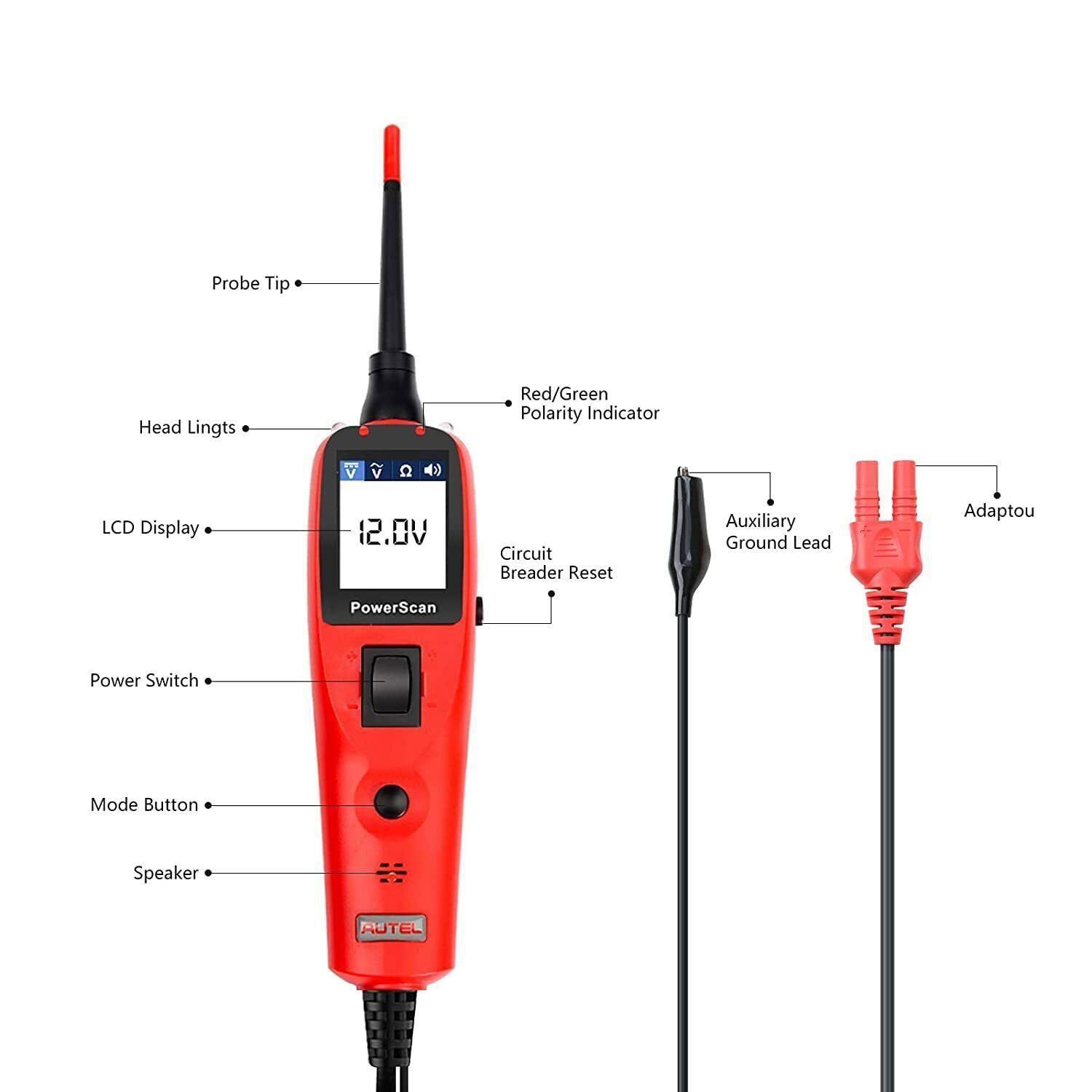 AUS Autel PowerScan PS100 Electrical Power Probe 12V/24V AVOmeter ...