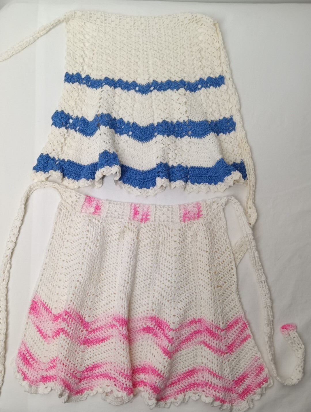 Aprons Crochet Depression ERA LOT of 2 handmade Blue And Pink | eBay