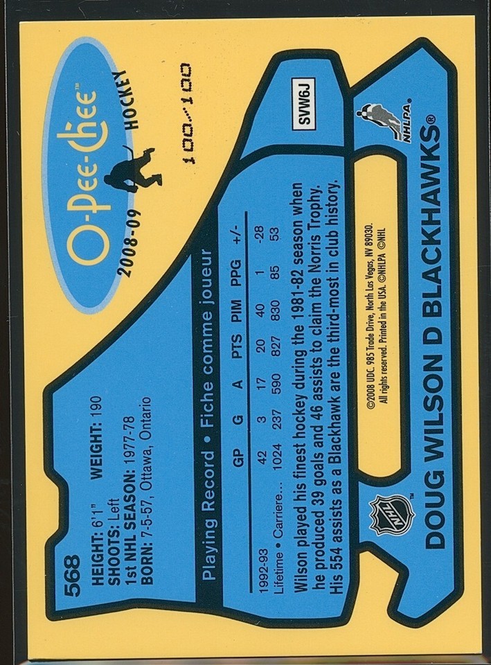 Doug Wilson 2008-09 O-Pee-Chee Rainbow Retro /100 | eBay