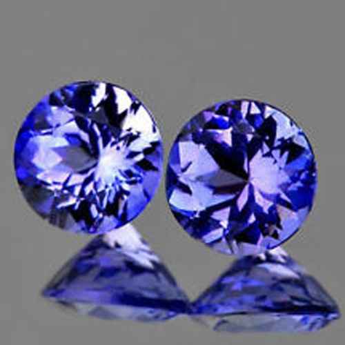 1.05CT EXCELLENT COLOR BEAUTIFUL NATURAL PURPLE BLUE TANZANITE 5MMPAIR ...