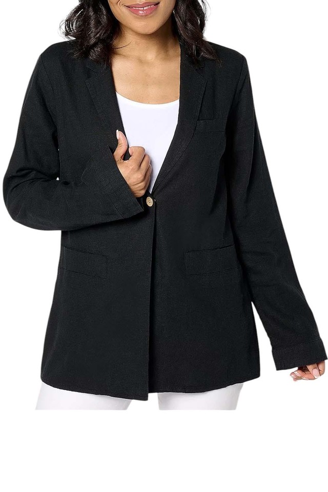 Peace Love World Women's Boheme Relaxed Topper Blazer Black | eBay