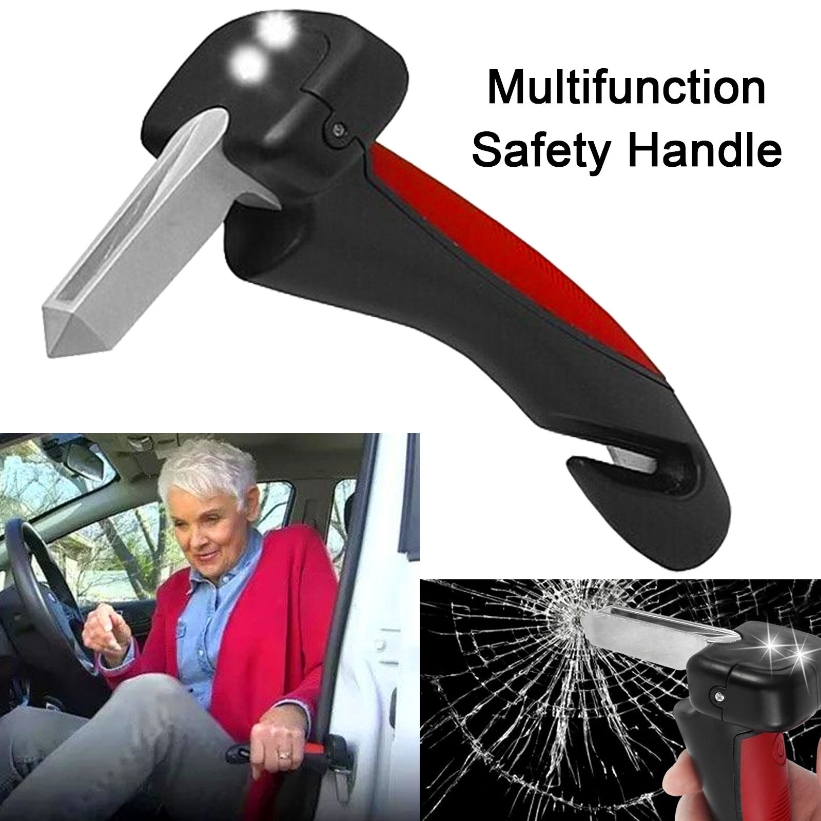 Car Door Handle Disability Elderly Standing Aid Cane Glass Breaker ...