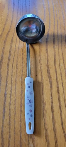 Ekco Soup Ladle Stainless Steel White Purple Flowers Hearts Slotted USA ...