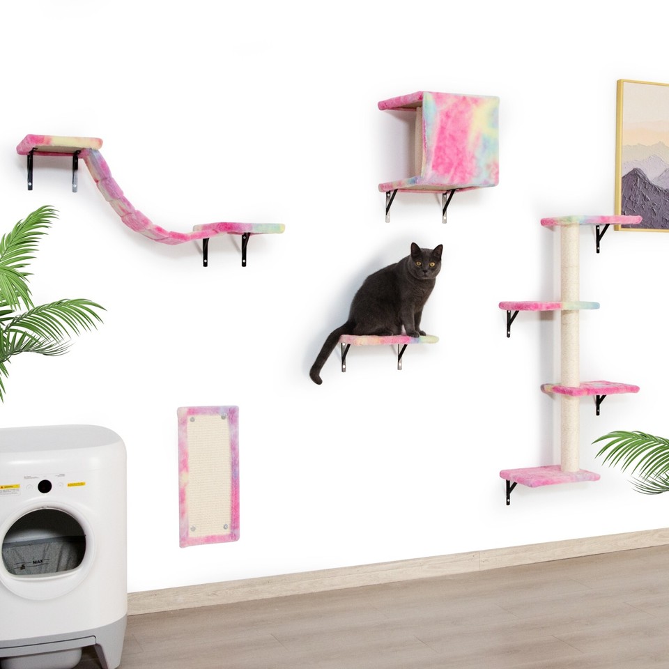 COZIWOW 5 PCS Cat Wall Shelves Cat Wall Climber Set Cat House ...