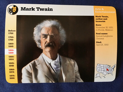 MARK TWAIN, AUTHOR (Arts & Entertainment) Groiler STORY OF AMERICA Card ...