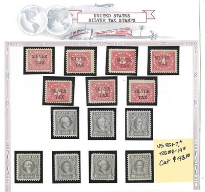 US Silver Tax, Potato, and Telegraph stamps, some are MNH, Catalog ...