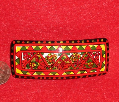 Pince Cheveux Barrette Russe Original Main Peint Mezen Style Laque ...
