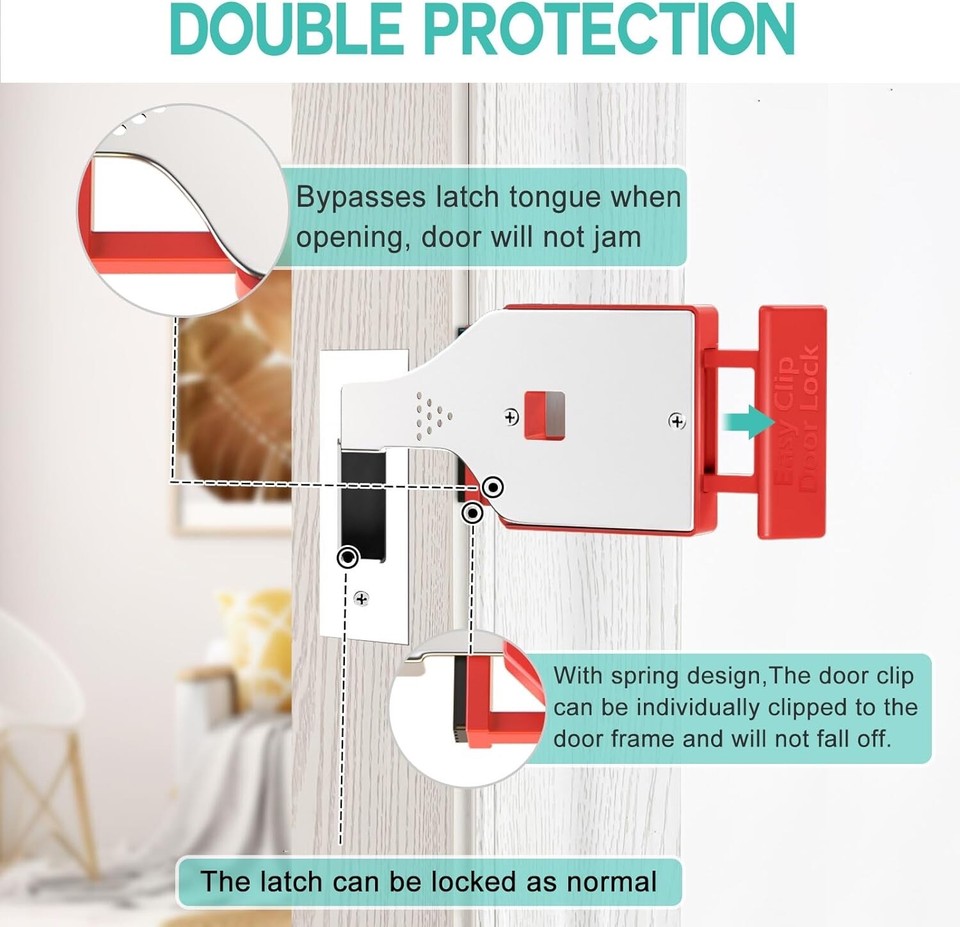 Portable Door Lock, Adjustable Easy Clip Door Lock Home Security for ...