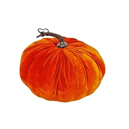 Velvet Pumpkin Seasonal Fall Halloween Decoration Orange 7 x 5 inches ...