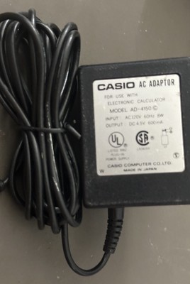 Casio Electronic Calculator Power Supply AC Adapter Charger AD-4150 ...