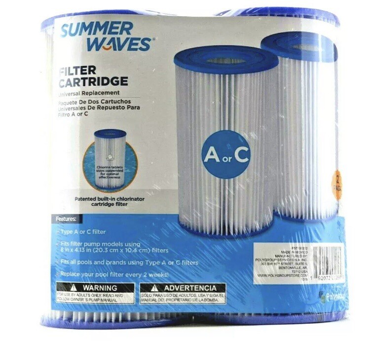 POLYGROUP SUMMER WAVES POOL FILTER CARTRIDGE REPLACEMENT TYPE A /C 2 ...