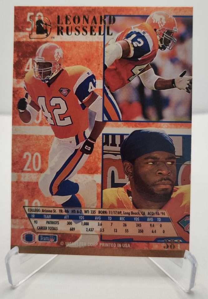 1994 Fleer Ultra #381 Leonard Russell NFL Football Card Denver Broncos ...