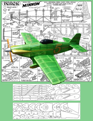 Model Airplane Plans (FF): Veron Cosmic Wind MINNOW 16" Wingspan Rubber ...