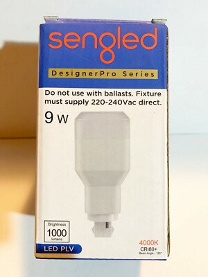 2 x 9W LED Replacement Lamp PLV G24D 2-pin Cool White 4000K 1000Lm NON ...