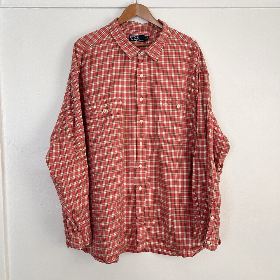 Polo Ralph Lauren Shirt Size 5XB Big XXXXXL 5XL Mens Blue Check Custom ...