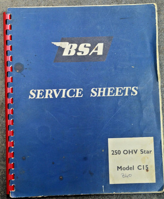 original BSA service sheets booklet C15 Star B40 | eBay