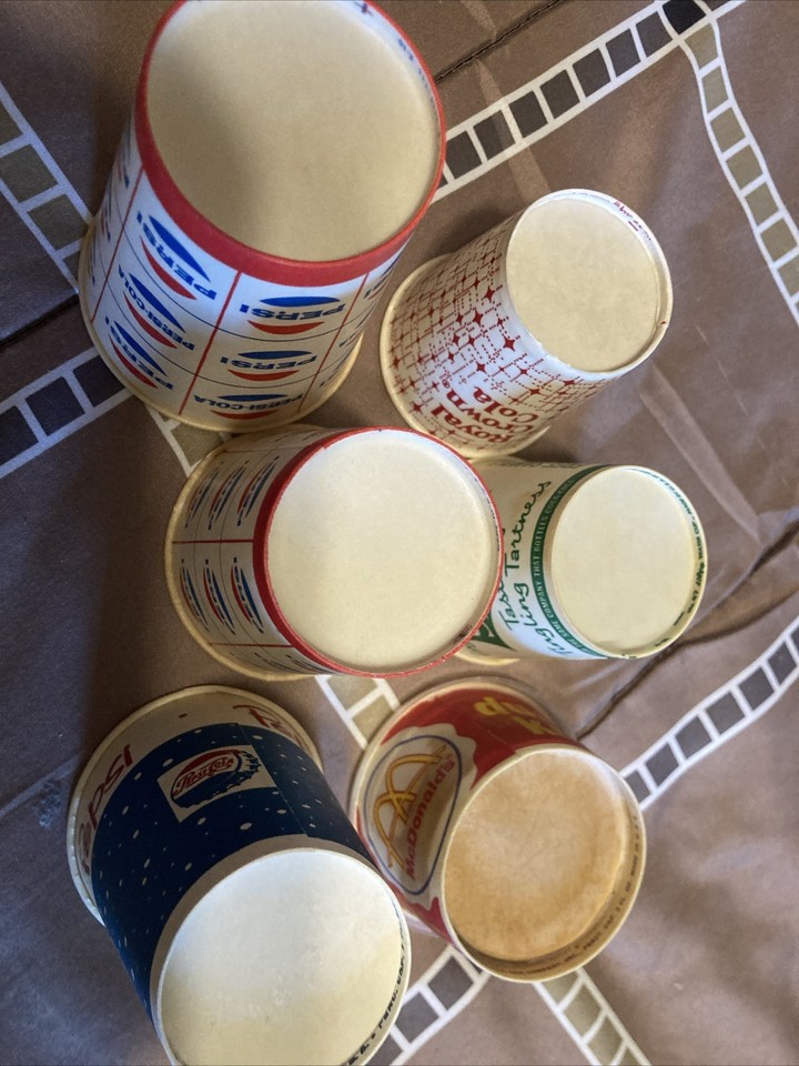 6 WAX PAPER CUPS PEPSI Sprite RC Mcd Dunk RESTAURANT Drive In | eBay