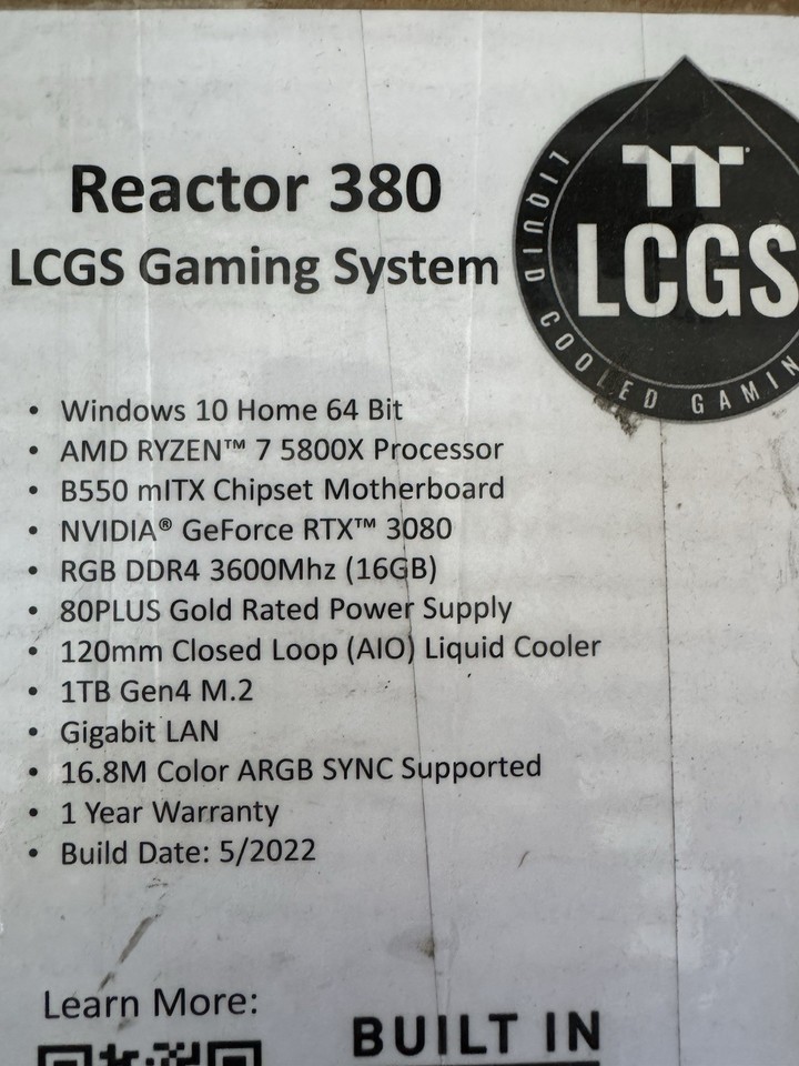 Thermaltake Reactor 380 Gaming Pc- Amd Ryzen 7 5800x Cpu, Nvidia ...